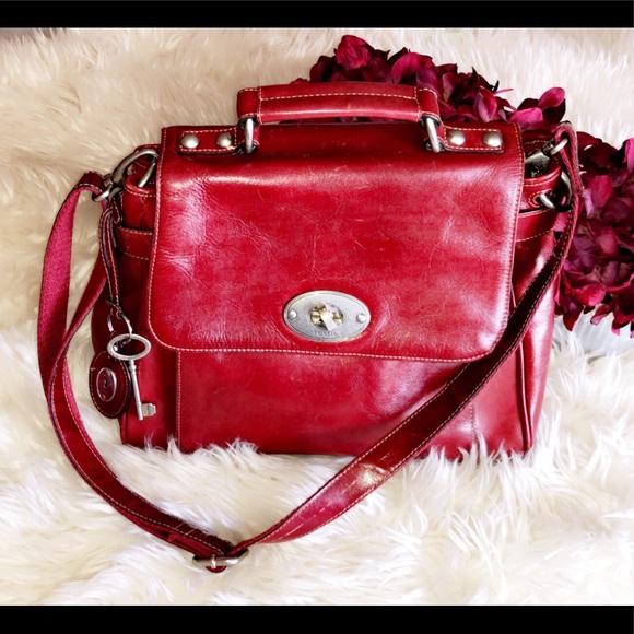 Fossil | Bags | Fossil Red Leather Crossbody Bag | Poshmark